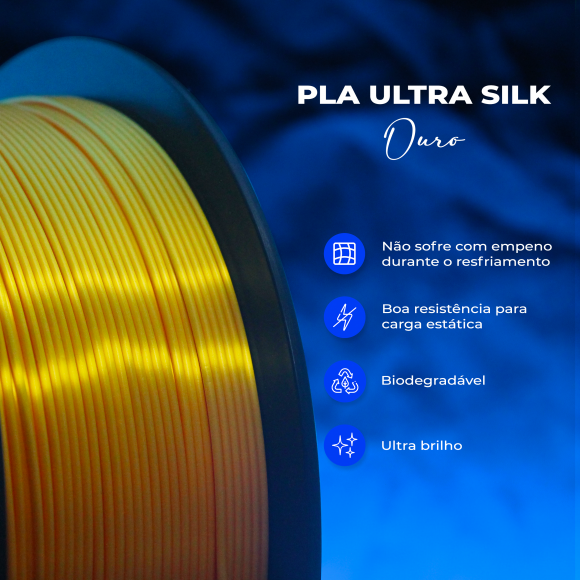 Filamento PLA Ultra Silk Ouro - Alta qualidade - 3D Lab
